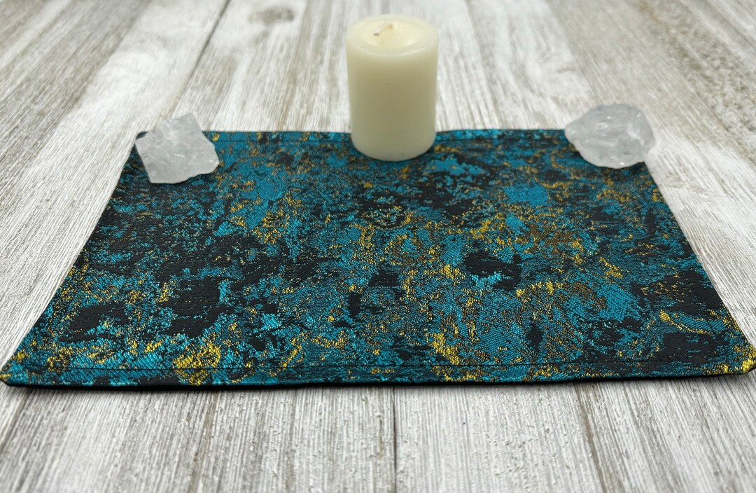 MINI Altar Cloth - Shimmering Gold Blue, Traveling Altar Cloth ...