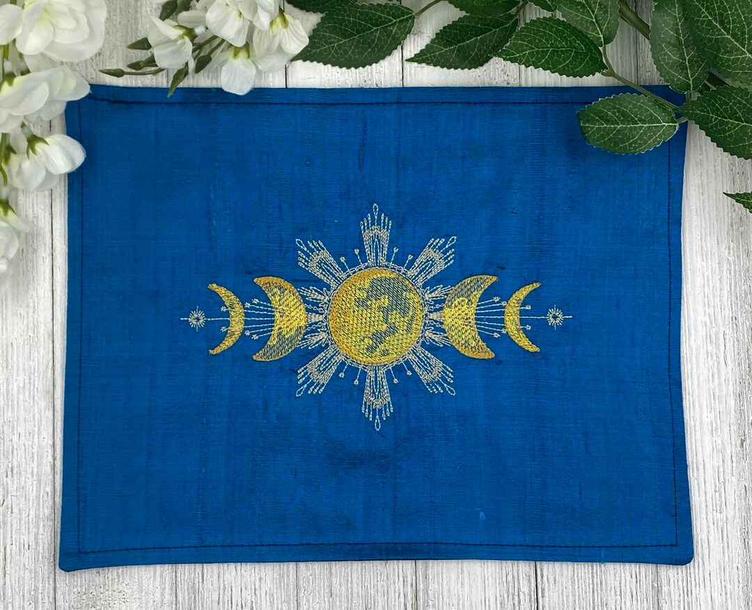 Embroidered Silk Moon Phase Altar Cloth Traveling Altar - Etsy