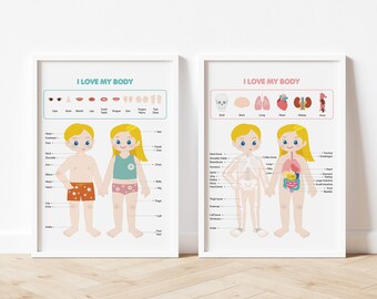Kids Body Poster Educational Poster Nursery Wall Art - Etsy