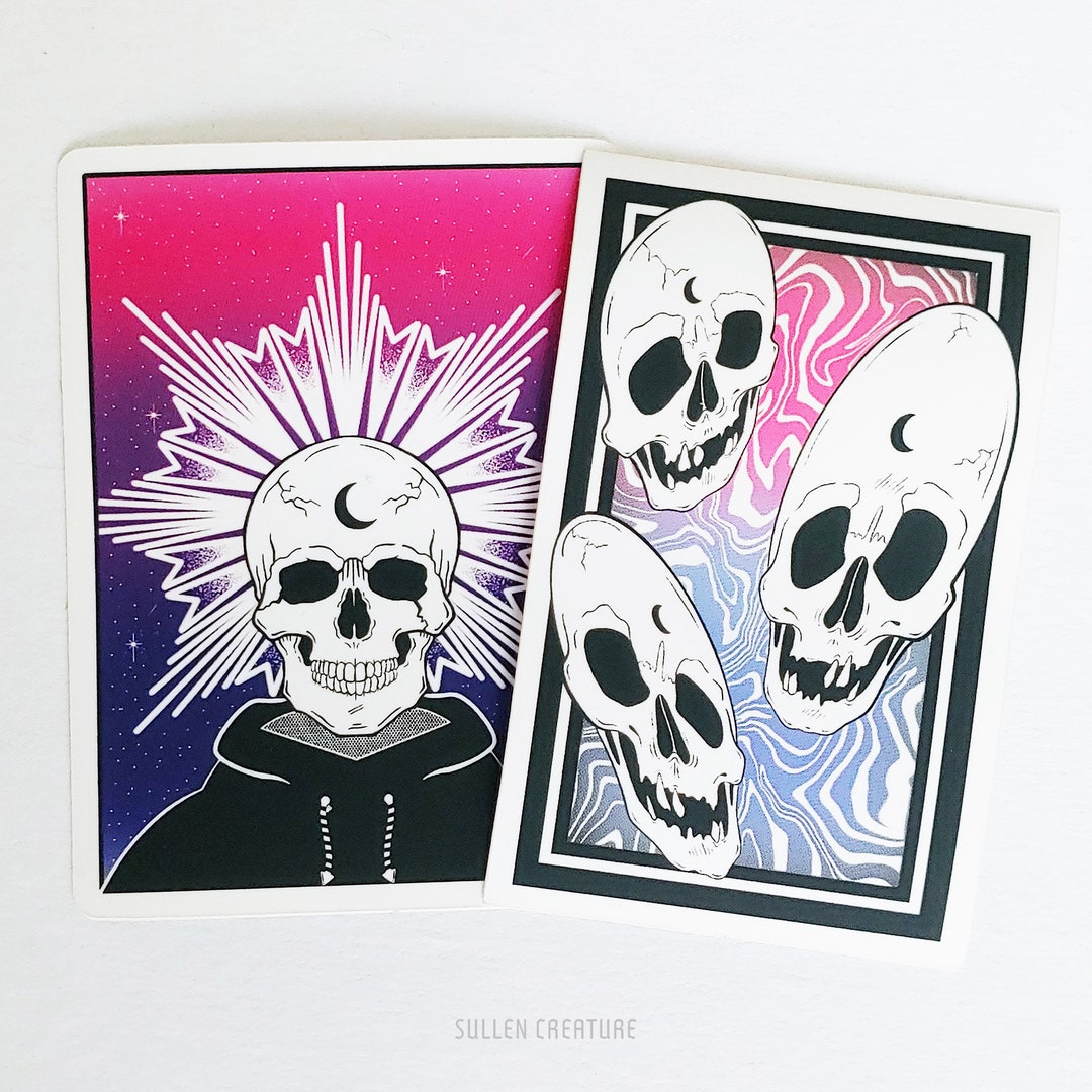 Skull Sticker Pack, Gothic Accessories, Matte, Spooky Gifts, Pink and ...