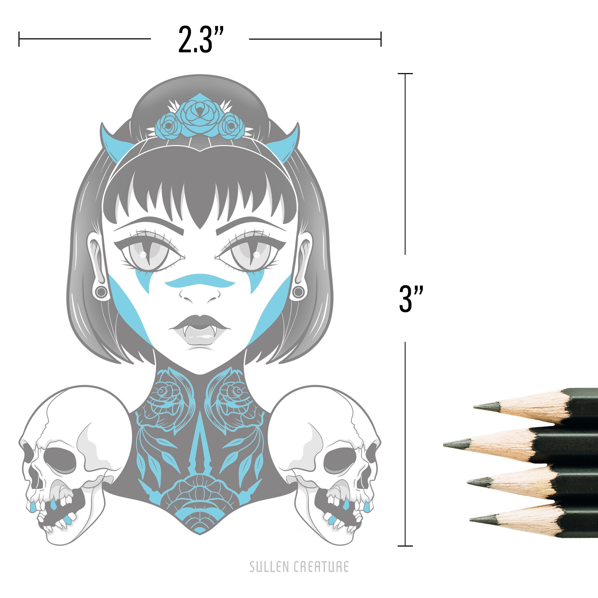 Demon Girl Sticker Pack Blue Holographic Decal Spooky Gifts - Etsy