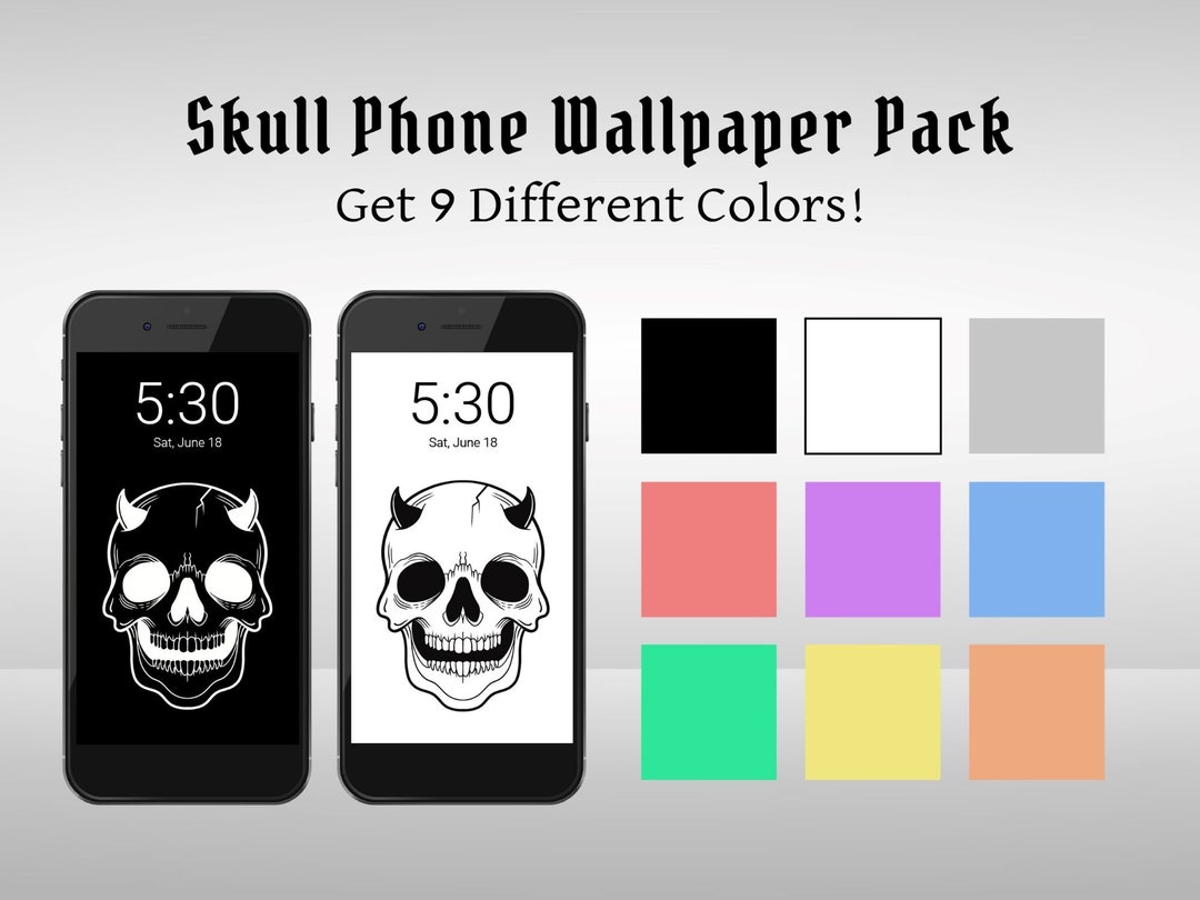 Skull Wallpaper Pack, Phone Background, Instant Digital Download ...
