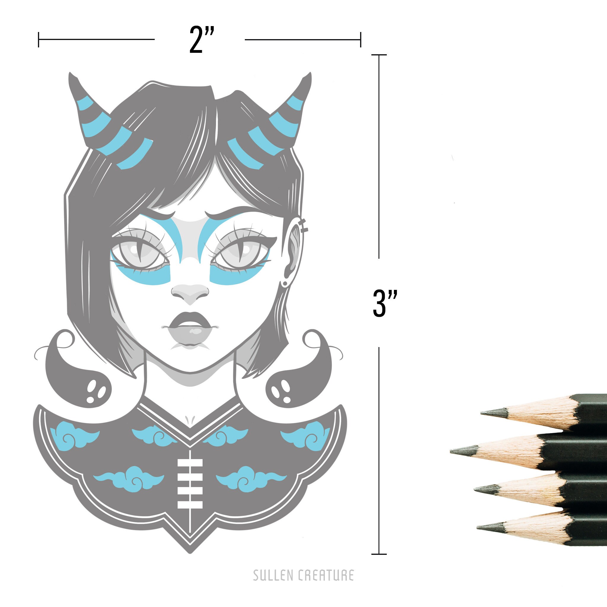 Demon Girl Sticker Pack Blue Holographic Decal Spooky Gifts - Etsy