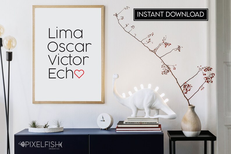 Love Poster // Love Sign // Phonetic Alphabet // Phonetic Words ...