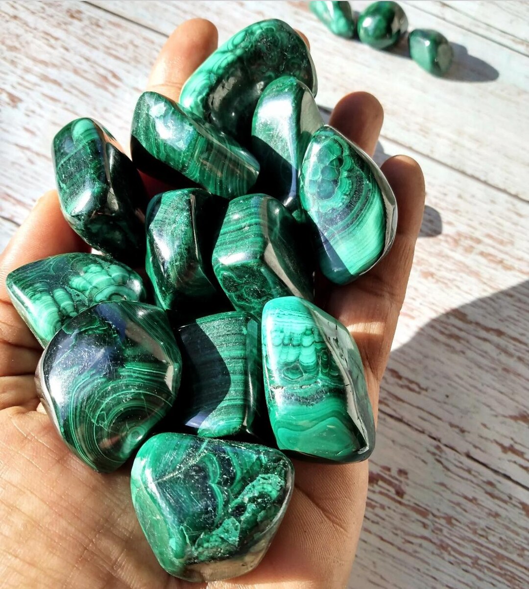 Jumbo Malachite Tumbled Stones - Heart Chakra, Protection for Children ...