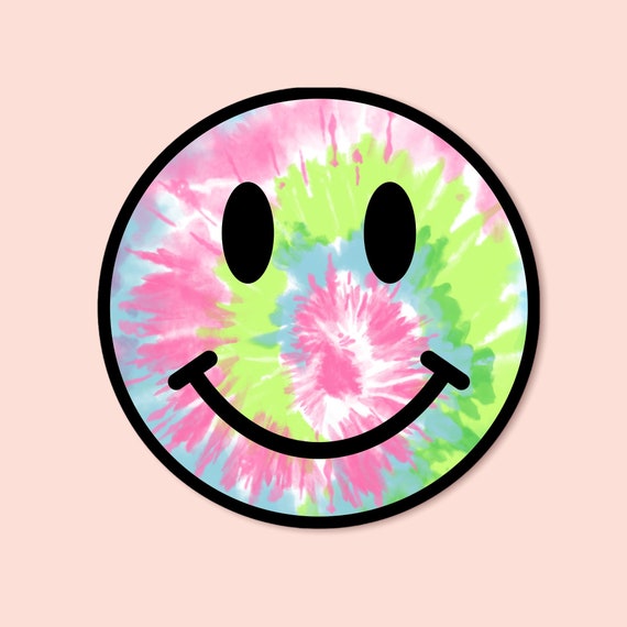 Smiley Face Tie Dye Sticker Cute Happy Face Stickers - Etsy