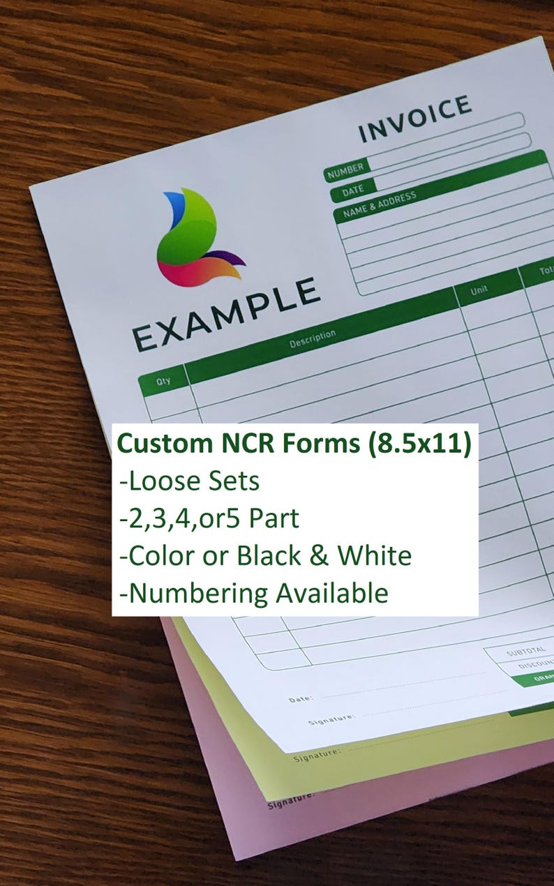 NCR Loose Sets- 8.5x11 (letter), Custom Forms (carbonless), 2-5 Part ...