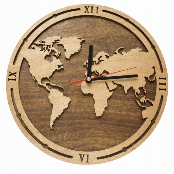 World Map Wall Clock - Etsy