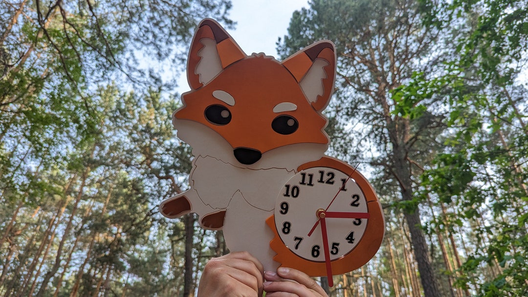 Clock for Kids Can Be Led Lamp CUTE FOX With Light Nursery - Etsy