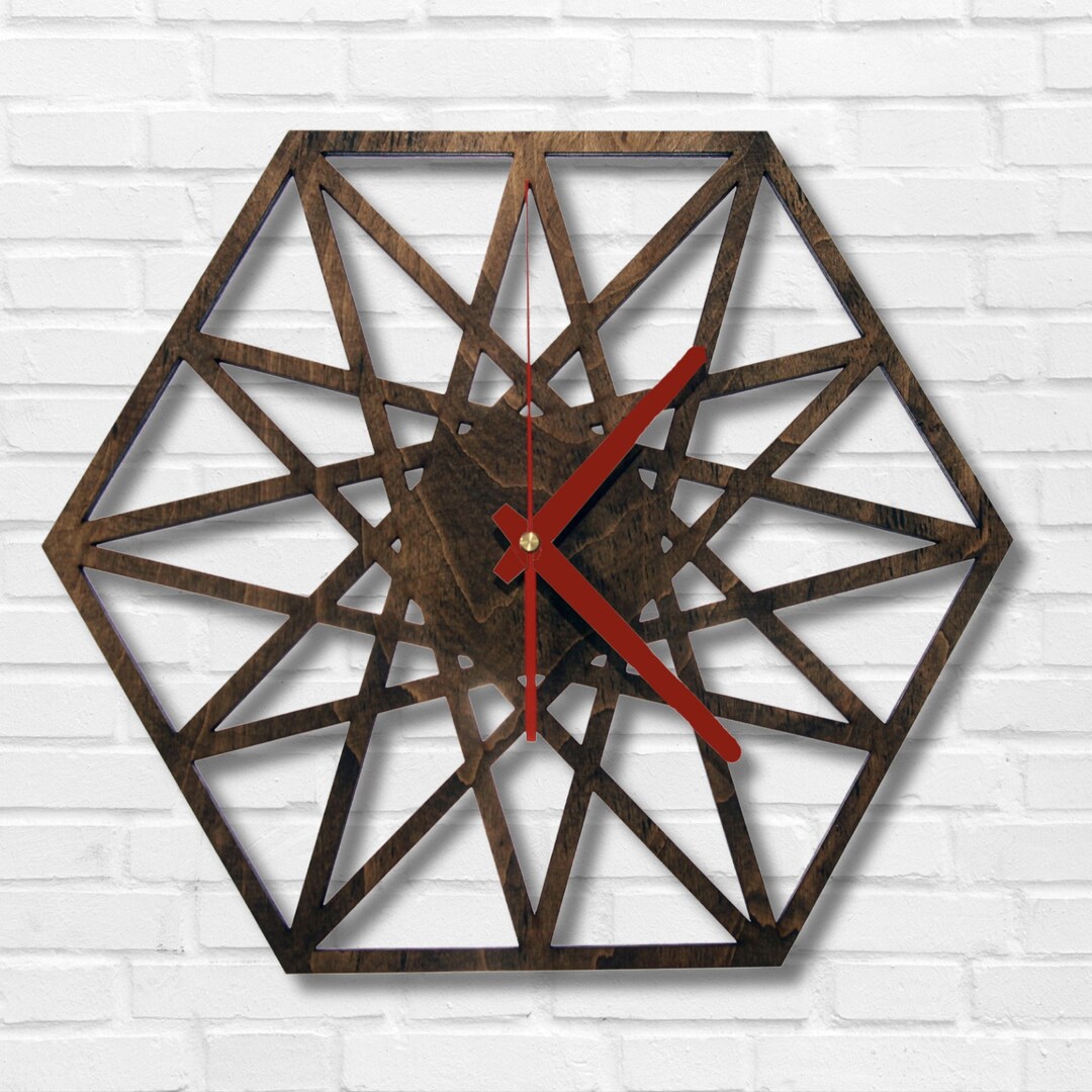 Handmade Wooden Clock, Wooden Clock Wall Decor, Wooden Large Wall Clock ...