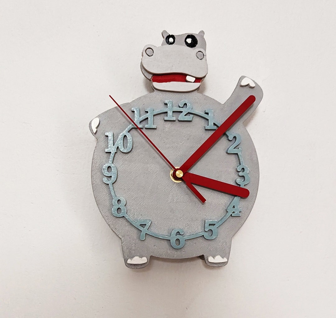 Hippo Children Wooden Wall Clock Gift for Kids Personalized Baby Gift ...