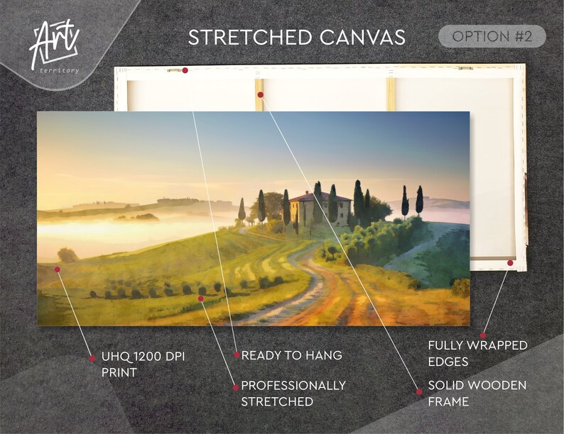 Italy Landscape Horizontal Watercolor Art Print / Panoramic Poster or ...