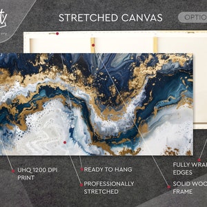 Abstract Blue & Gold Geode Poster – Horizontal Wall Art Print or Canvas ...