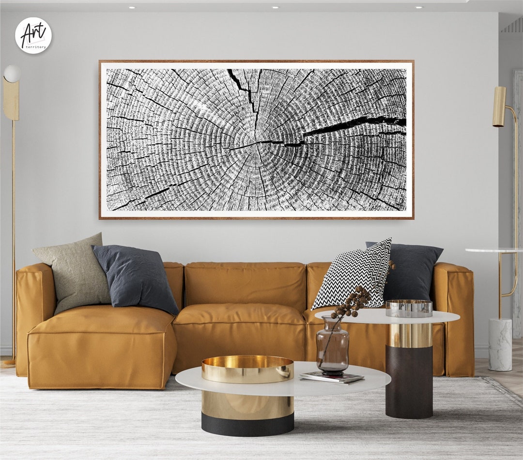 Extra Large Tree Ring Horizontal Poster, Canvas Wall Art, Linocut Print ...