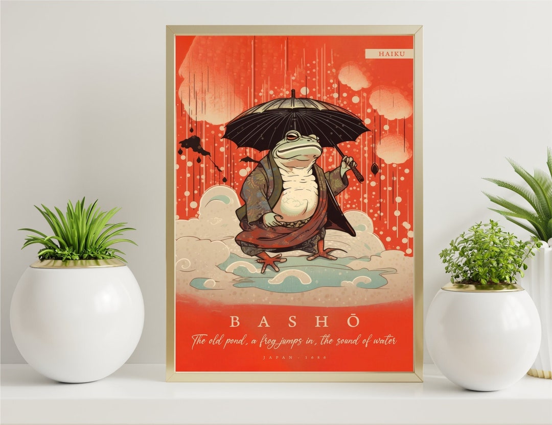 Japanese Frog Art Print, Retro Vintage Poster, Museum Basho Haiku ...