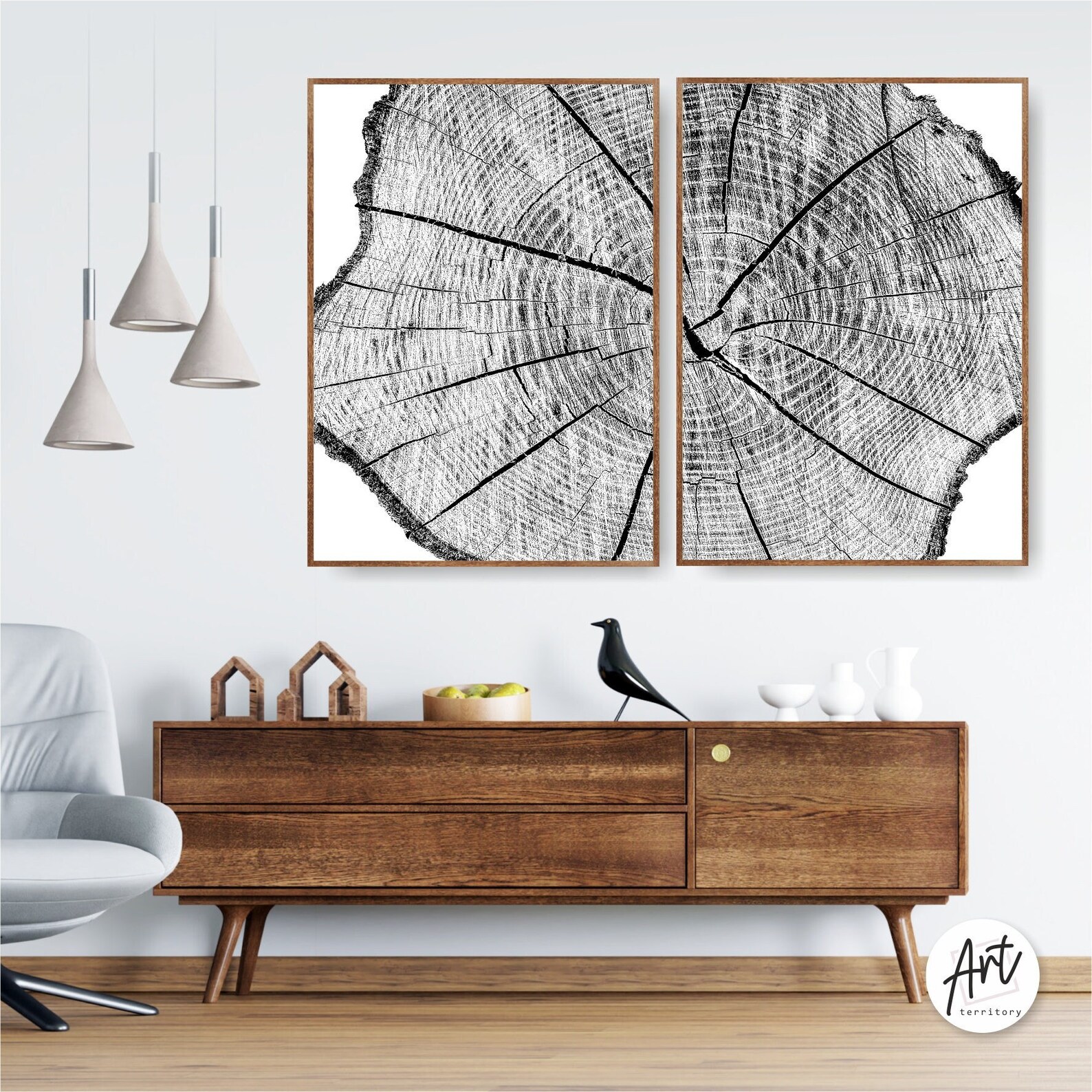 Tree Ring Print Stump Boho Art Lake House Wall Art - Etsy