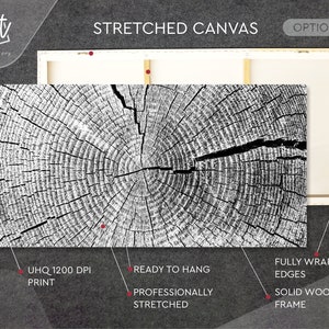 Extra Large Tree Ring Horizontal Poster, Canvas Wall Art, Linocut Print ...