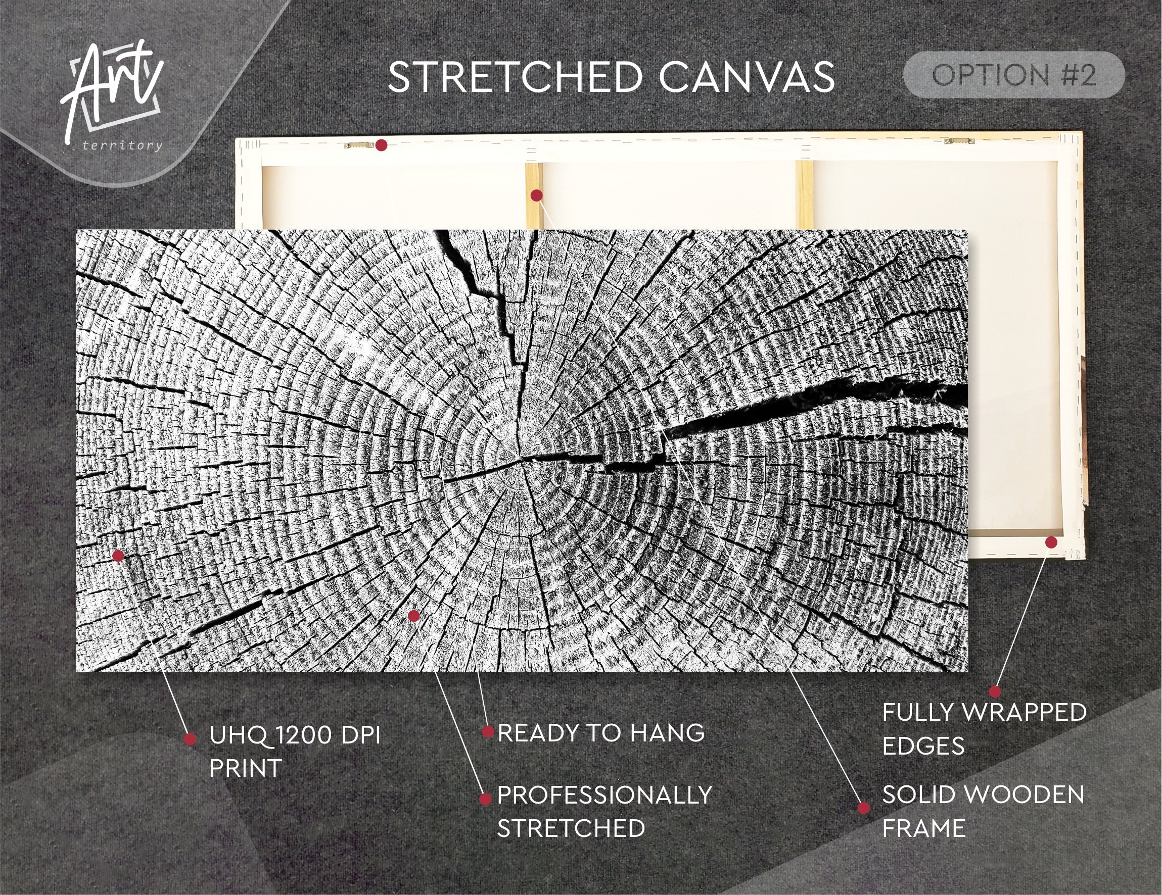 Extra Large Tree Ring Horizontal Poster, Canvas Wall Art, Linocut Print ...