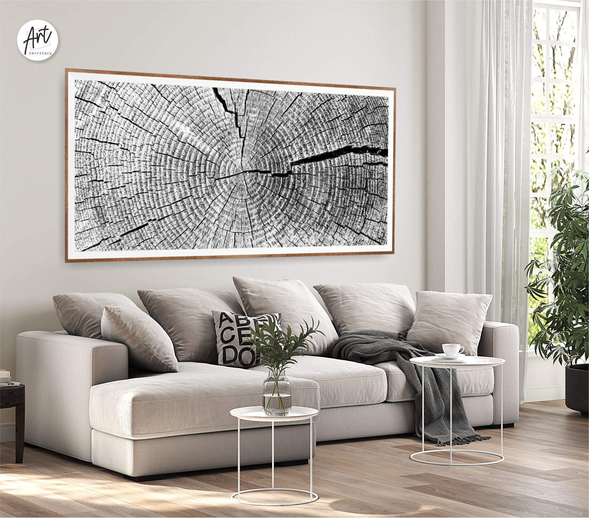 Extra Large Tree Ring Horizontal Poster, Canvas Wall Art, Linocut Print ...