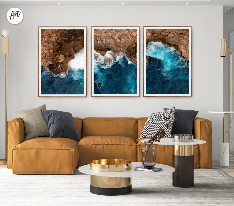 California Teal Coastal Beach Wall Art Poster Prints Set of - Etsy