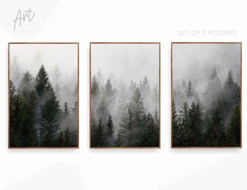 Large Forest Prints Nature Wall Art Decor Set Poster - Etsy