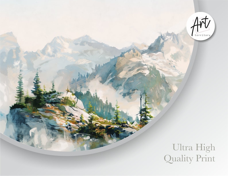North Cascades National Park Poster: Watercolor Mountain Landscape Art ...