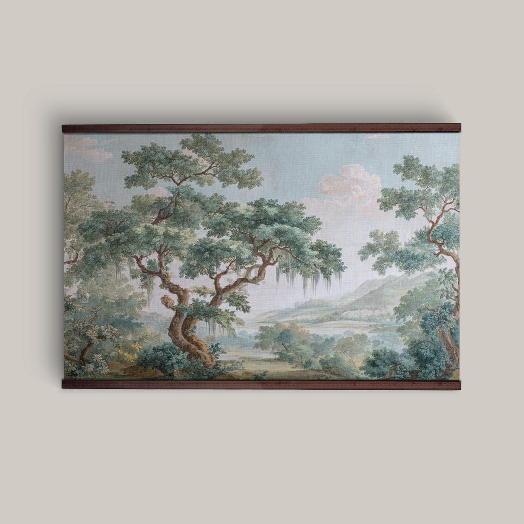 Southern Oak Tree Tapestry With Hanging Spanish Moss Chinoiserie Extra ...