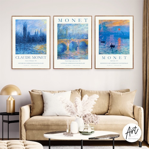Set of 3 Monet Print Monet Gallery Wall Set Pastel Art Print - Etsy