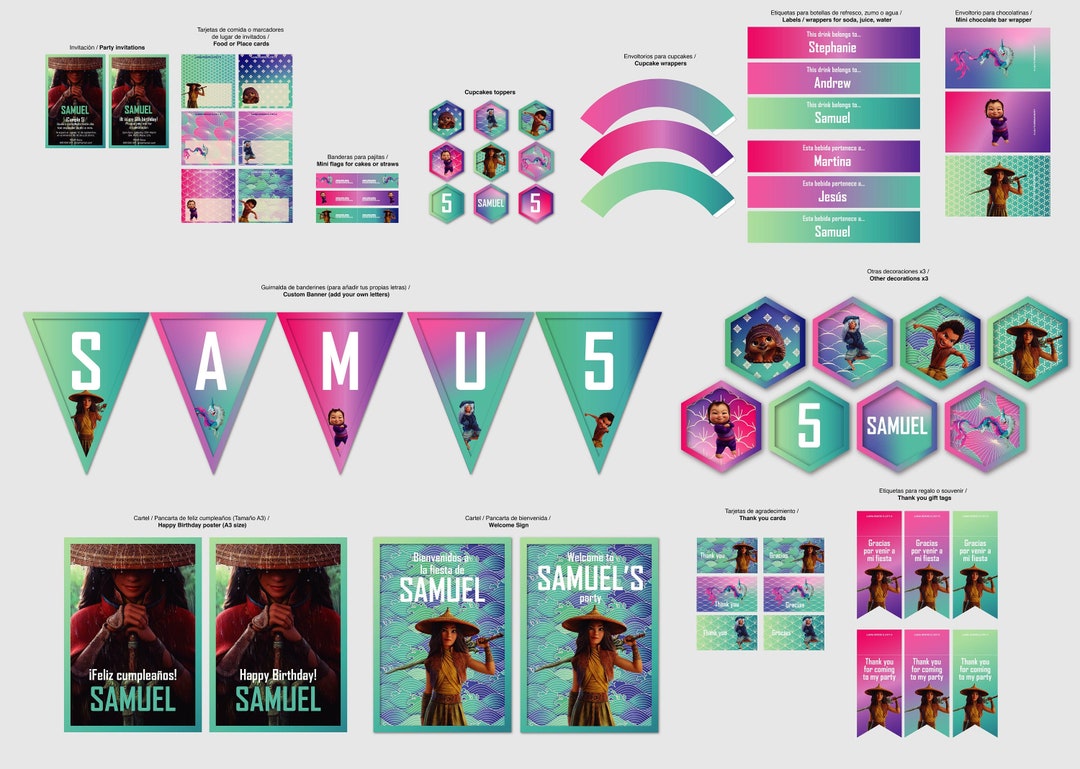 Raya and the Last Dragon Theme Party. English DIY Printable Kit ...