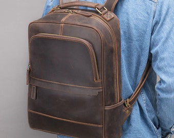 Personalized Men Leather Backpack, Vintage Leather Backpack, Rucksack ...
