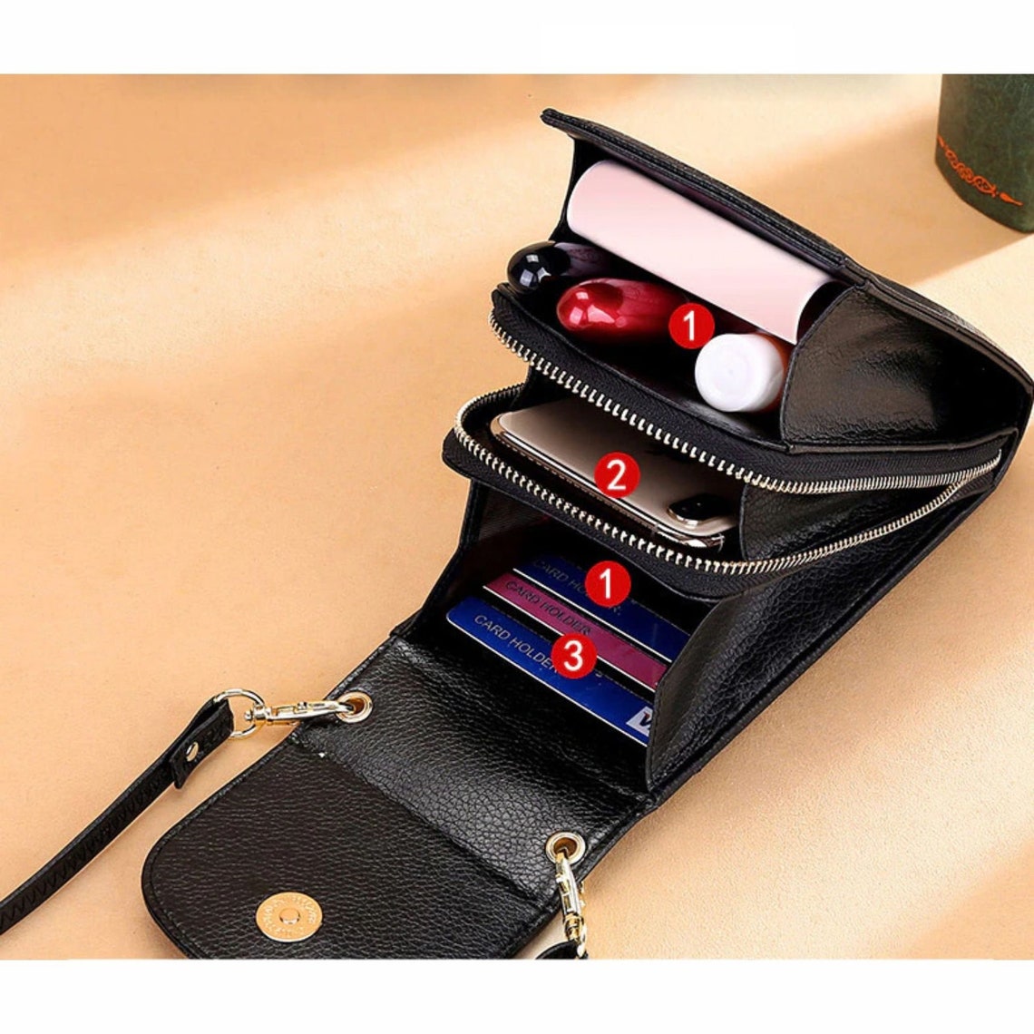 Crossbody Phone Bag for Women Classy Genuine Leather Mobile - Etsy