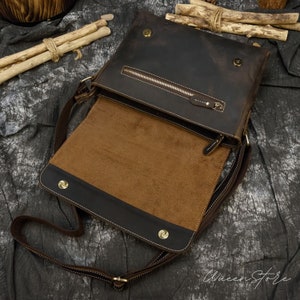 Crossbody Shoulder Bag Genuine Leather Ipad/tablet Vintage Handmade ...