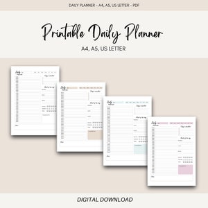 Printable Planner. Daily Planner. A4. A5. US Letter. PDF. - Etsy