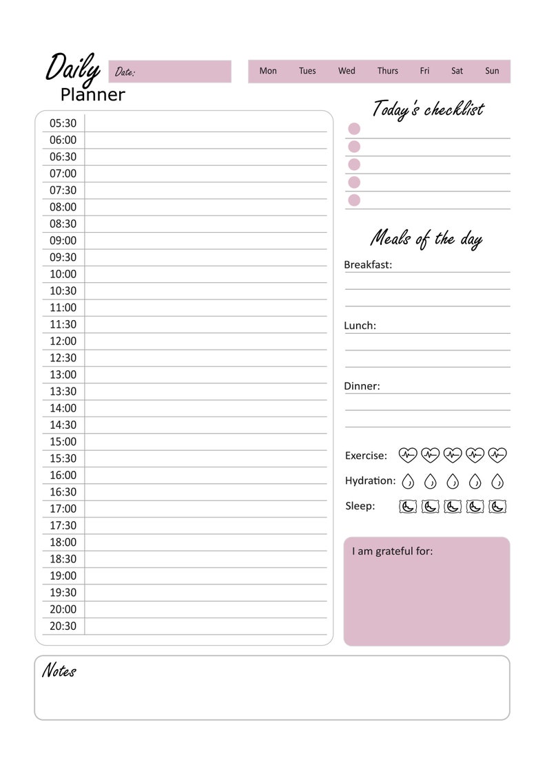 Printable Planner. Daily Planner. A4. A5. US Letter. PDF. - Etsy