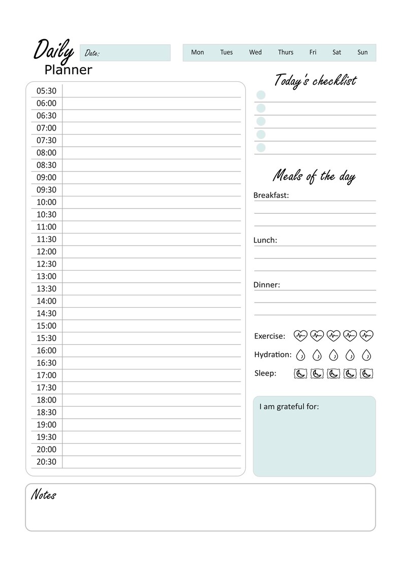 Printable Planner. Daily Planner. A4. A5. US Letter. PDF. - Etsy Canada