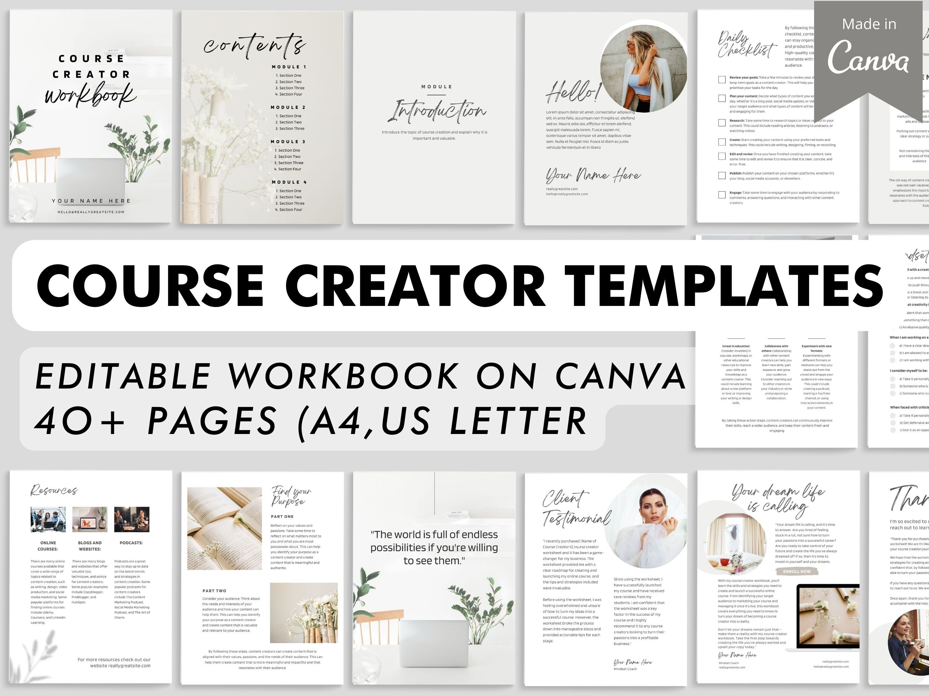 The Ultimate Course Creator Workbook Template, Create a Professional ...