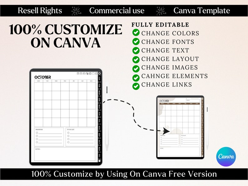 Editable Digital Planner / Budget Planner Template on Canva Free ...