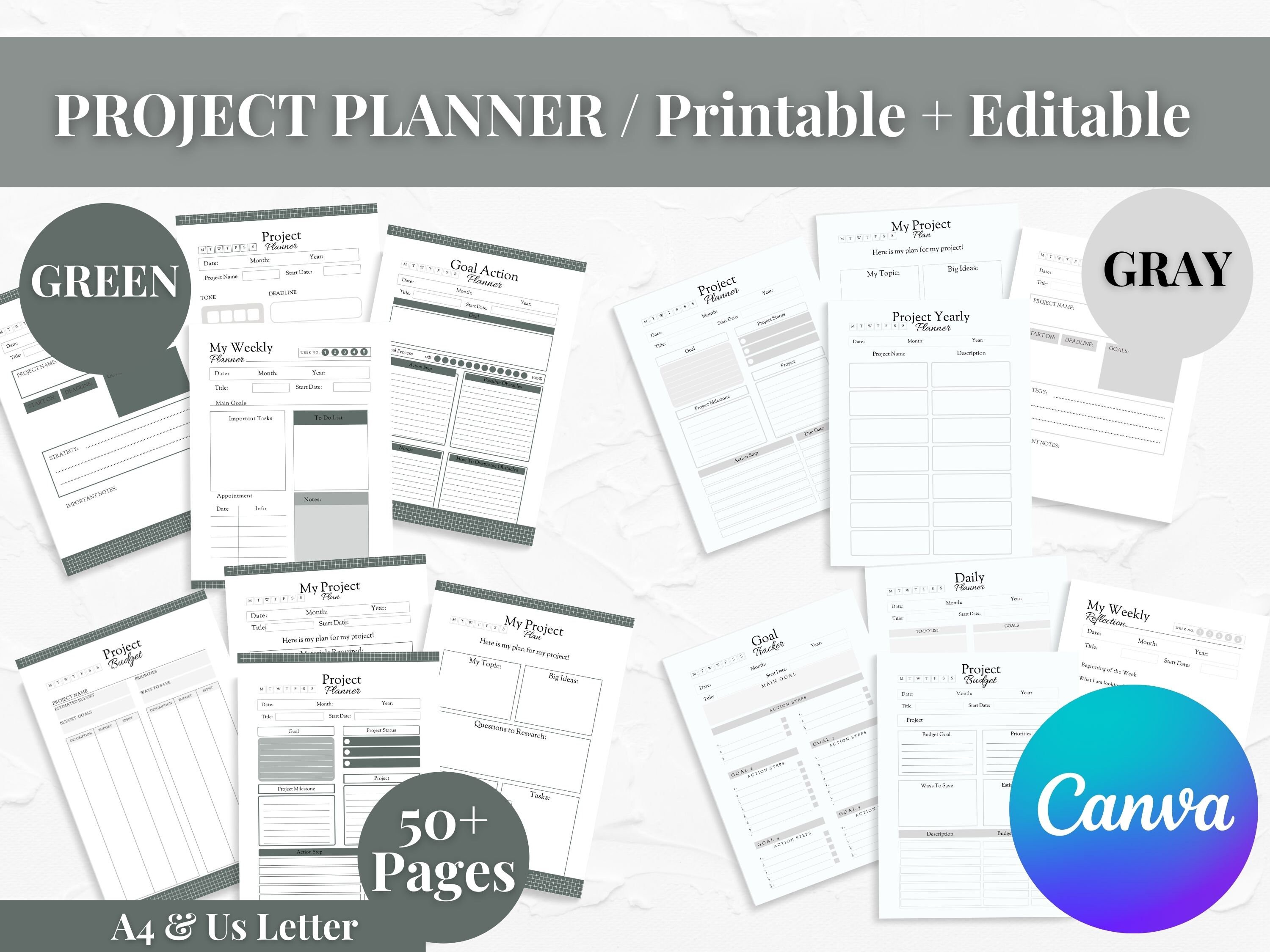 Project Planner Printable & Editable Project Planner Editable - Etsy