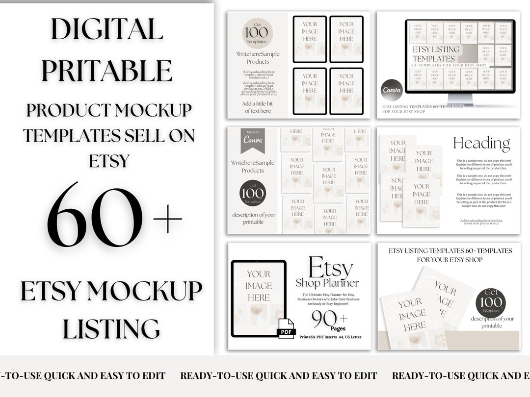 Etsy Listing Mockup Templates, Digital Pritable Mockup Templates ...