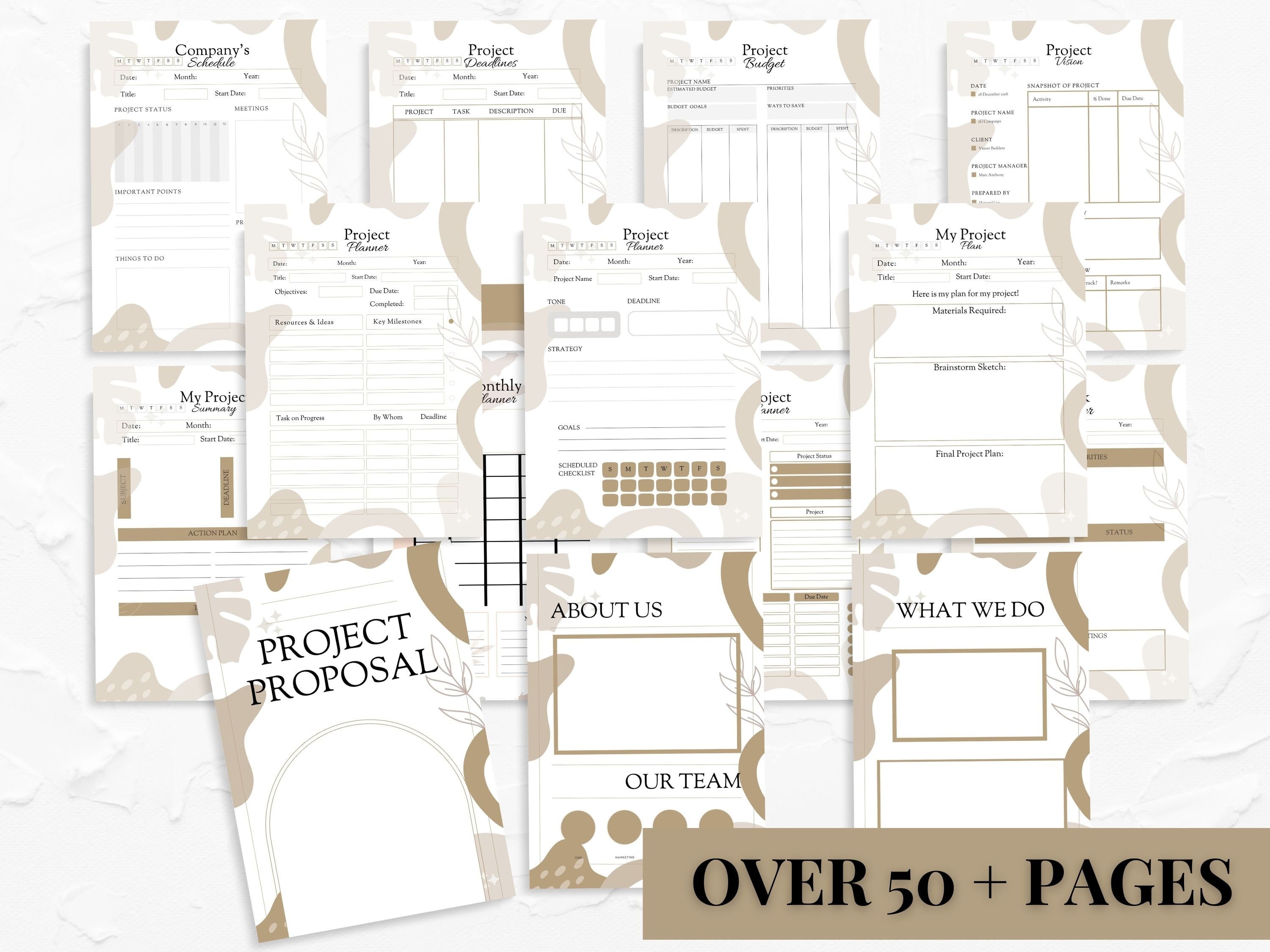Editable Canvatemplate Bundle & Printable Project Planner for Work ...