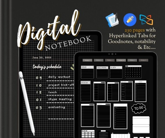 Digital Notebook Black White for Student Notebook Digital | Etsy