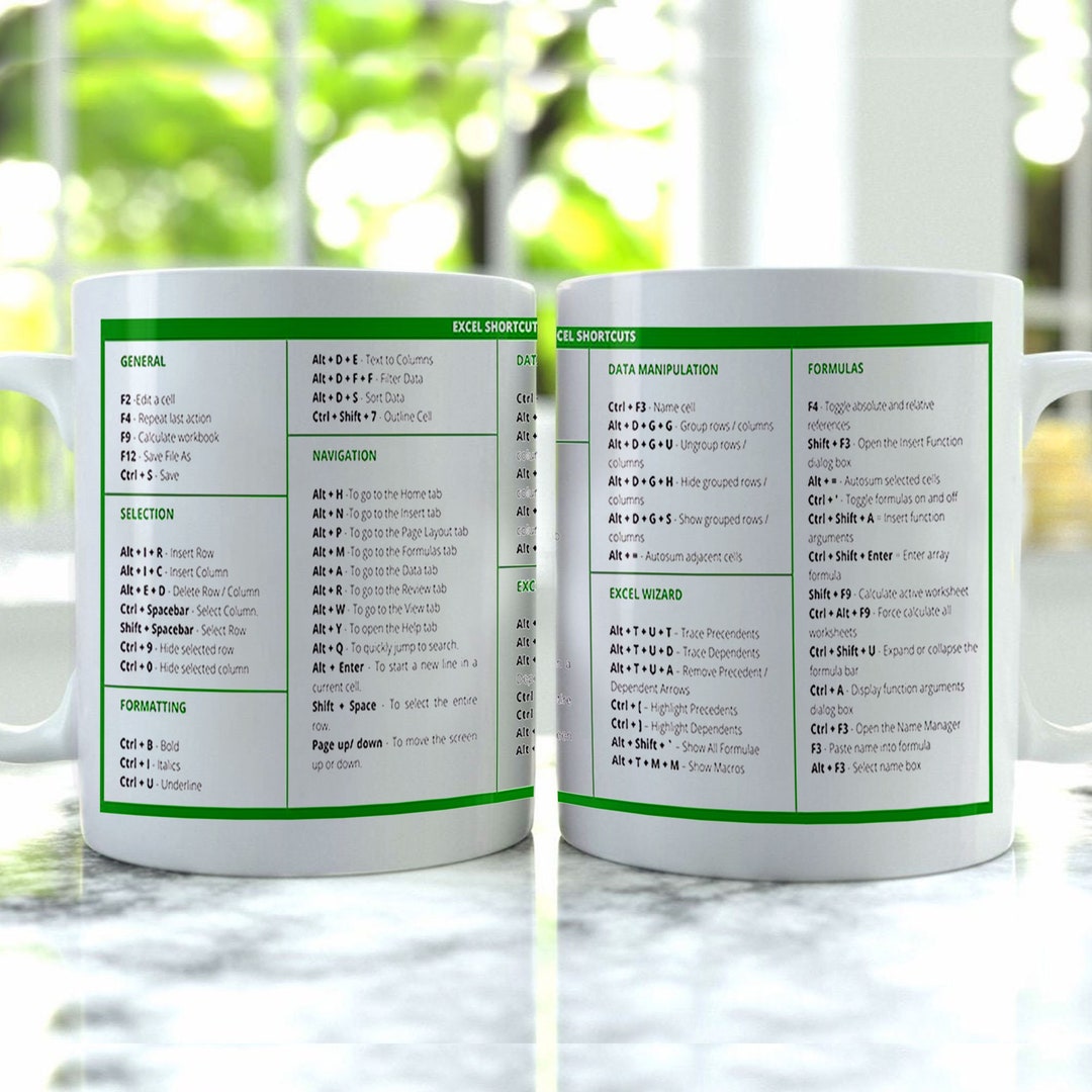 Excel Shortcuts Excel Shortcuts Coffee Mug_6 Excel Mug for - Etsy