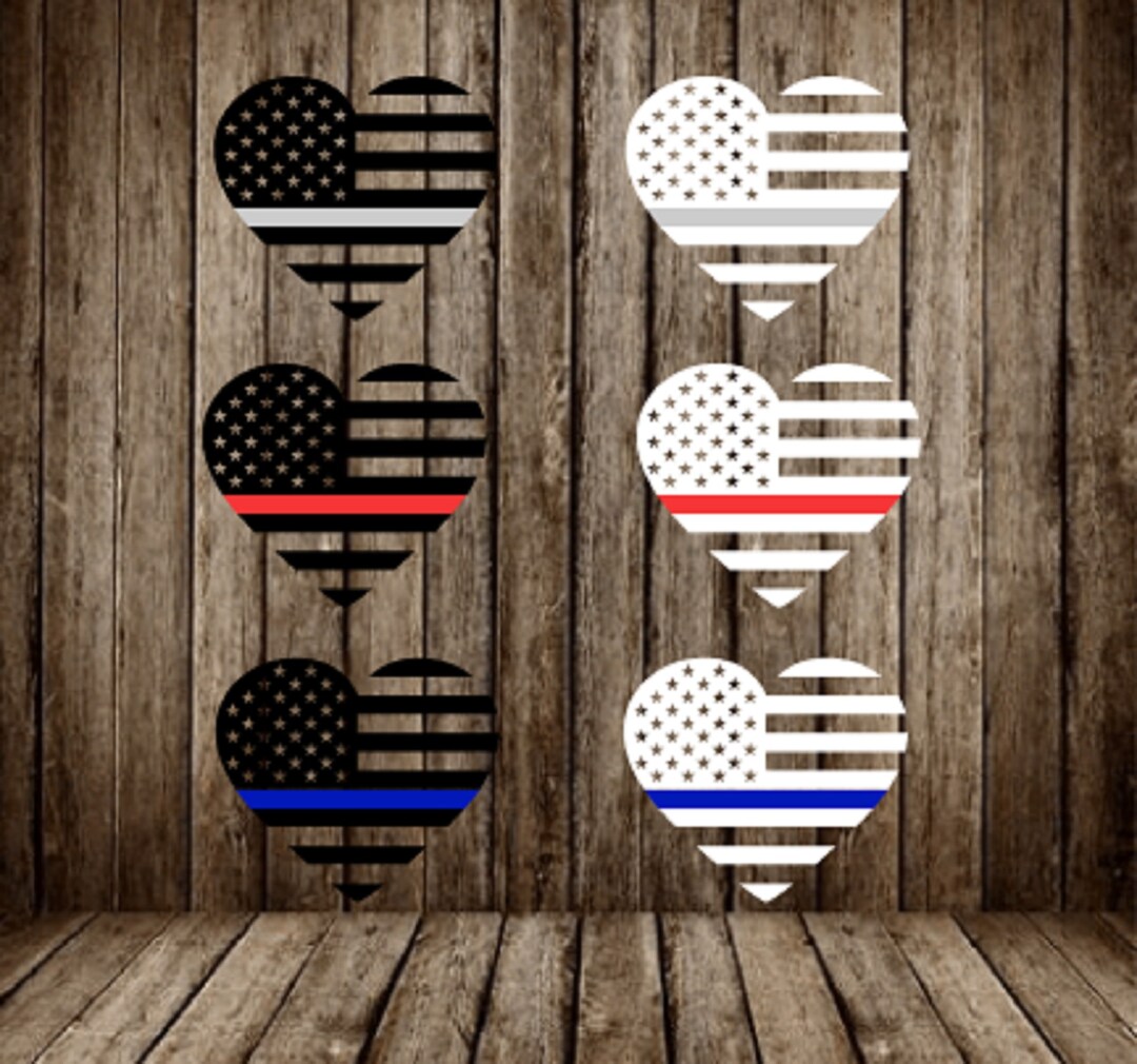 Thin Blue Line Heart Decal, Support Firefighter & Police Vinyl Sticker ...
