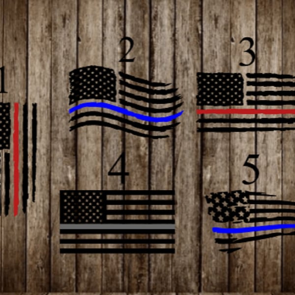Distressed Blue Red Line Flag Decal - Etsy