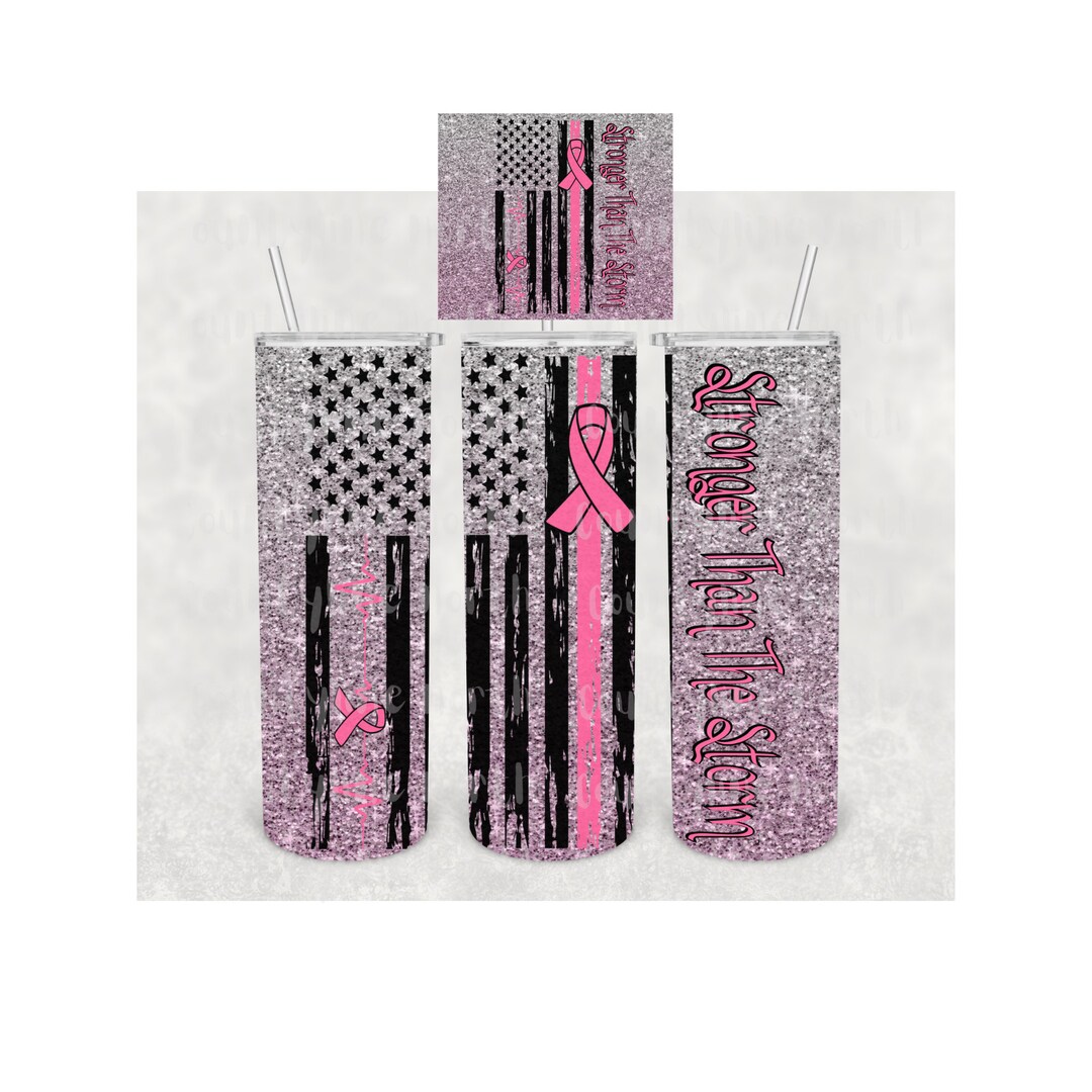 Breast Cancer Distressed Ribbon, Stronger Than the Storm, Sublimation ...