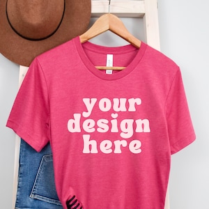 Bella Canvas Heather Raspberry Mock Up, Valentine BC 3001 Mock-up ...