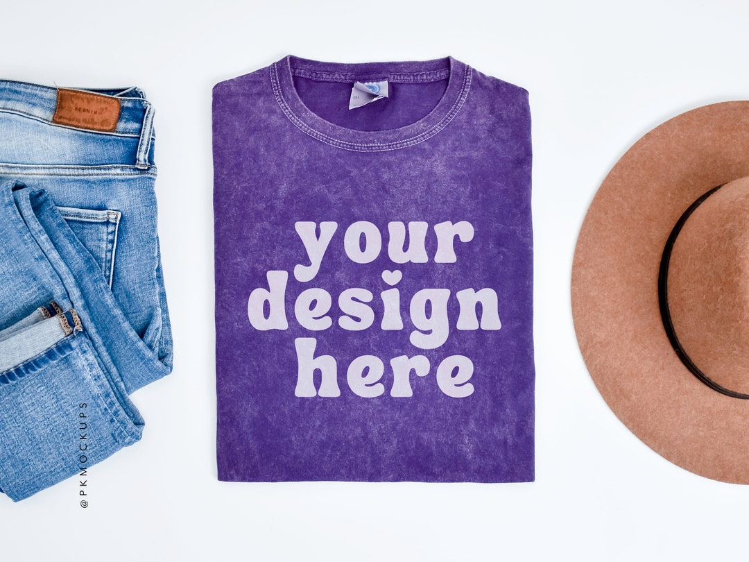 Colortone 1300 Purple Mock Up, Color Tone Unisex Mineral Wash Mock Up ...