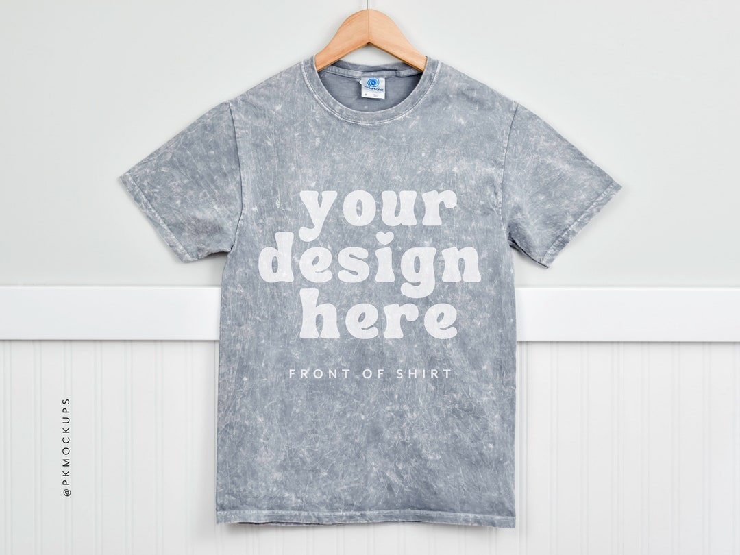 Colortone 1300 Grey Mock Up, Front and Back of Tshirt Hanging Mockup ...