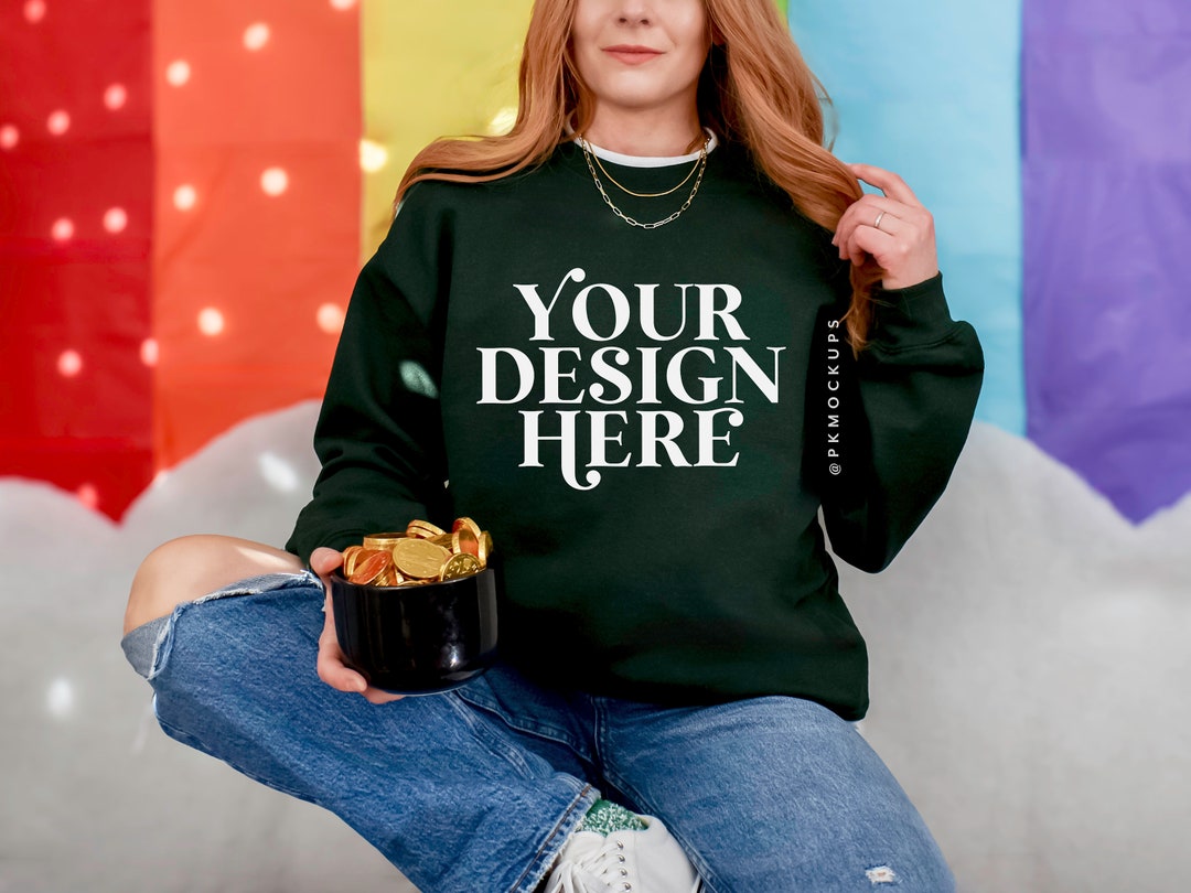 Gildan 18000 Forest Mockup, St Patricks Day Sweatshirt Mock Up, G180 ...