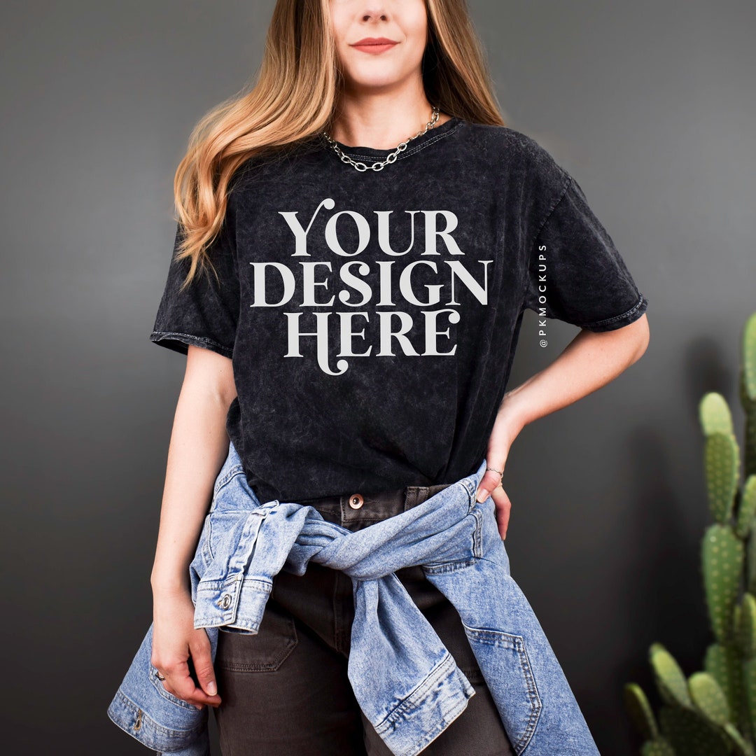 Colortone 1300 Black Mockup C1300 Tshirt Model Mock up Oversized Tee ...